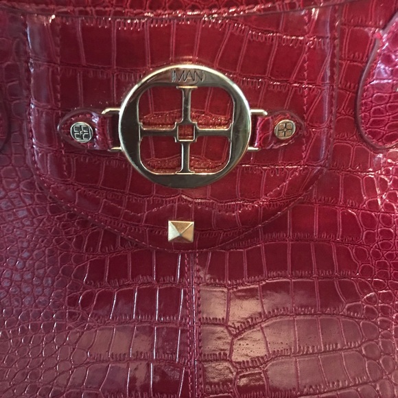 IMAN | Bags | Iman Deep Red Crocodile Embossed Patent Purse | Poshmark